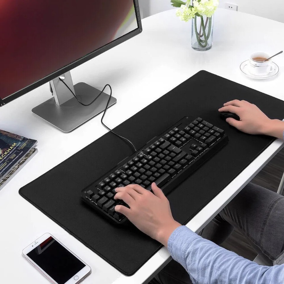 90x40cm Anti-Slip Extra Large Gaming Mouse Mat Desk PC Laptop Keyboard ...
