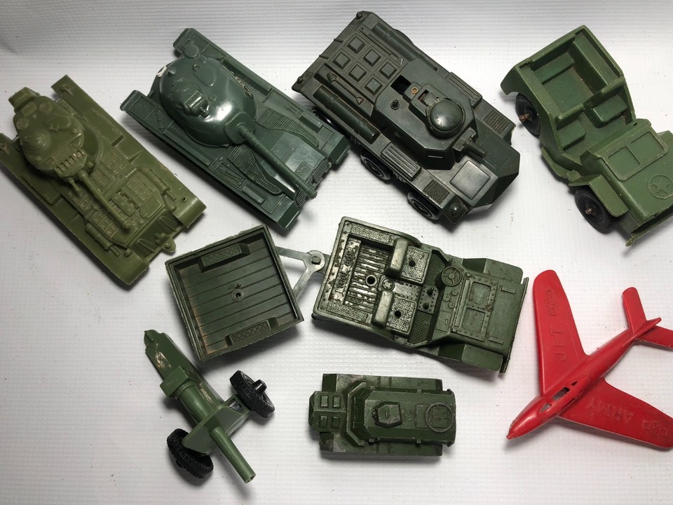Vintage Marx, Tim-Mee, Renwal, Dinky Toy Tanks, Jeeps, Airplane | eBay