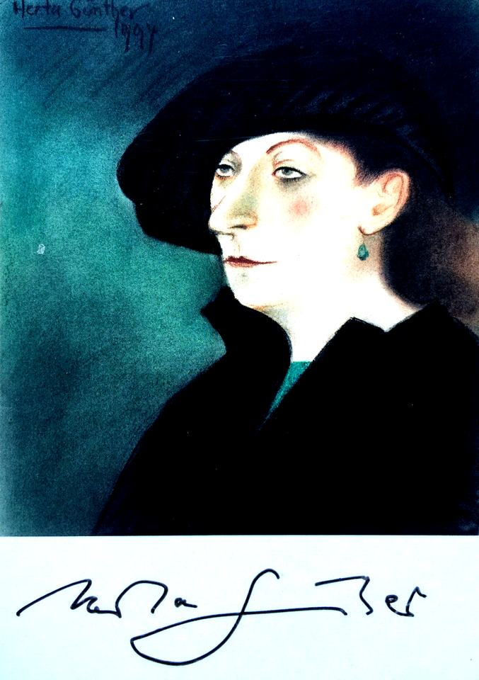 Herta Günther Portrait With Beret Hand-Signiert Multiple, Signed ...
