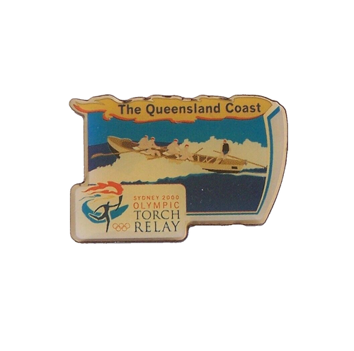 SYDNEY 2000 OLYMPIC GAMES TORCH RELAY QUEENSLAND SOUVENIR LAPEL PIN HAT ...