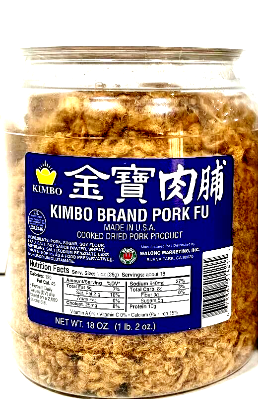 KIMBO Brand Pork Fu Cooked Dried Pork Product 18 oz~(Pack of 12)~08/ ...