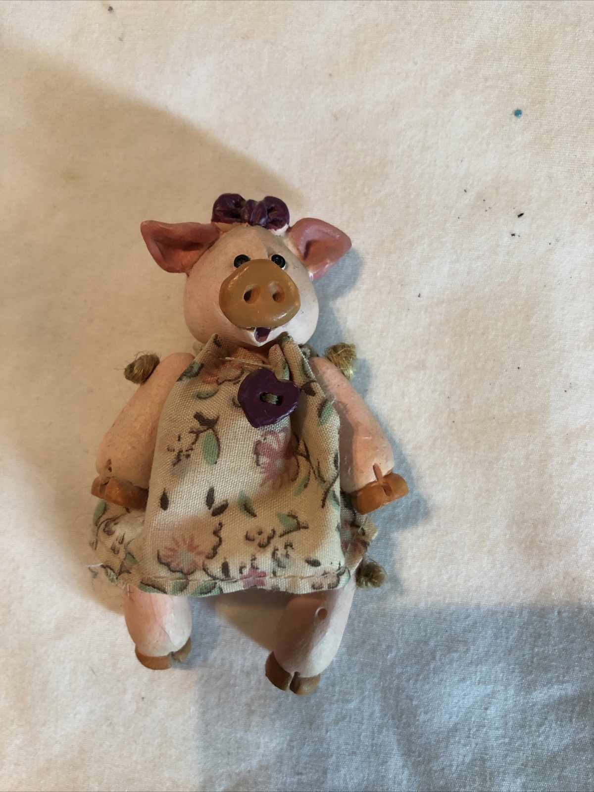 Vintage Russ Berrie & Co. Wooden Pig Shelf Sitter Jointed Mini's 13900 ...