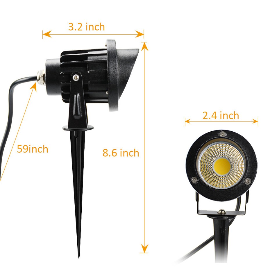 6X 10W Outdoor LED Spotlight 120V Plug In Landscape Lighting Garden ...