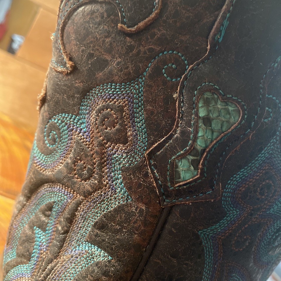 Women’s Stetson’s Boots Python Shade Blue/Turquoise, DK Brown L/Black ...