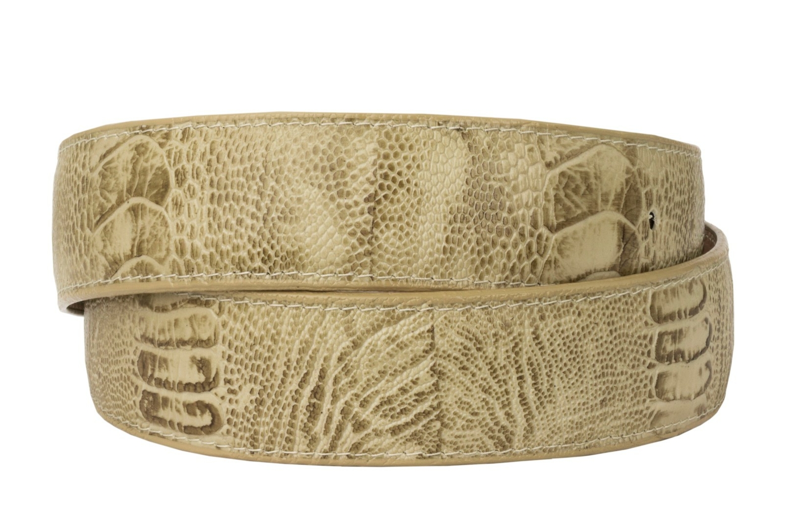 Mens Sand Ostrich Leg Print Leather Cowboy Belt Western Silver Buckle ...