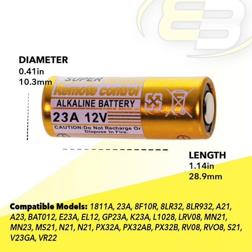 5pk 23A 12V Alkaline Battery Replaces E23A EL12 K23A L1028 8F10R V23GA ...