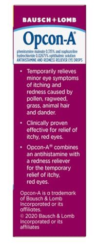 Opcon-A Allergy Eye Drops by Bausch + Lomb, for Itch and Redness Relief ...