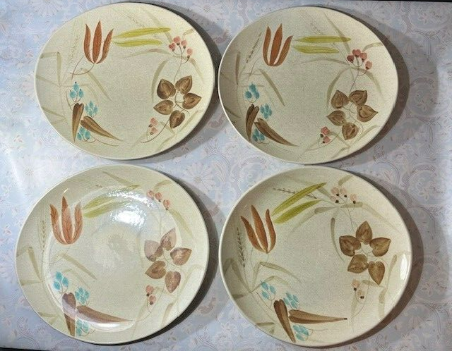 RED WING POTTERY 4 Hand Painted 10" LARGE Random Harvest Pattern Dinner ...