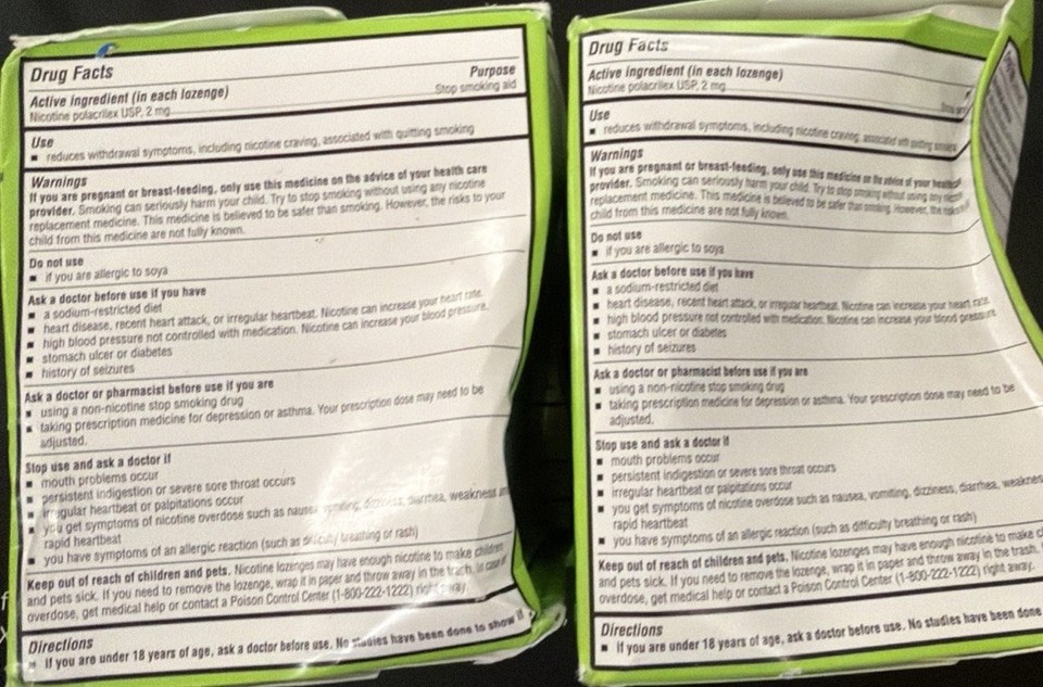 4-Amazon Basic Care Nicotine Polacrilex 144 Lozenge 2mg each.Damaged ...