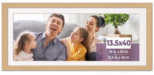 13.5x40 Frame Natural With White Picture Mat For 13.5x40 Photo ...
