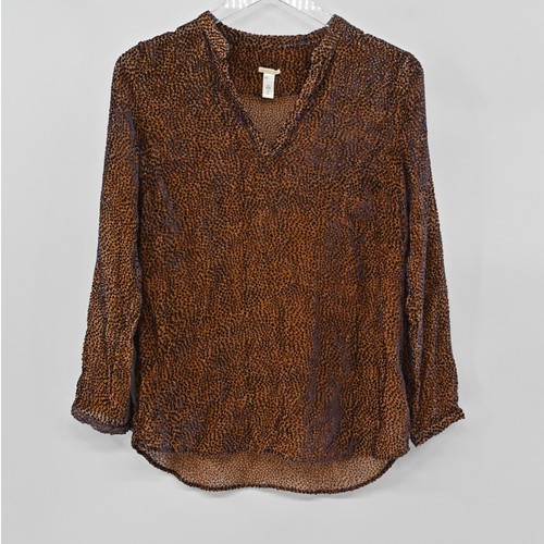 MASSIMO ALBA Top Womens Size M Orange Burnout Velvet Dot Sheer Silk ...