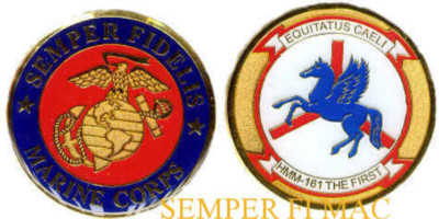 HMM-161 GREYHAWKS THE FIRST CHALLENGE COIN US MARINES PIN UP HELICOPTER ...