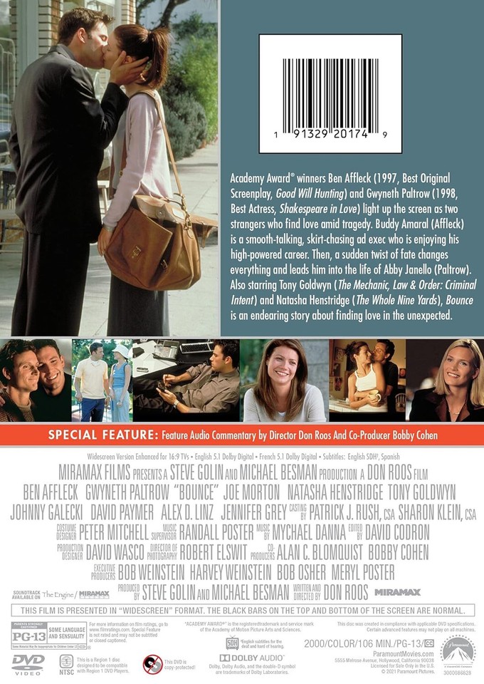 Bounce (DVD) Gwyneth Paltrow Ben Affleck Natasha Henstridge Edward ...