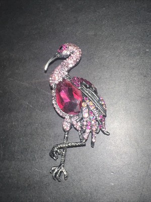 Flamingo Austrian Rhinestone Crystal Brooch Pin Animal Hot Pink Large 4 ...