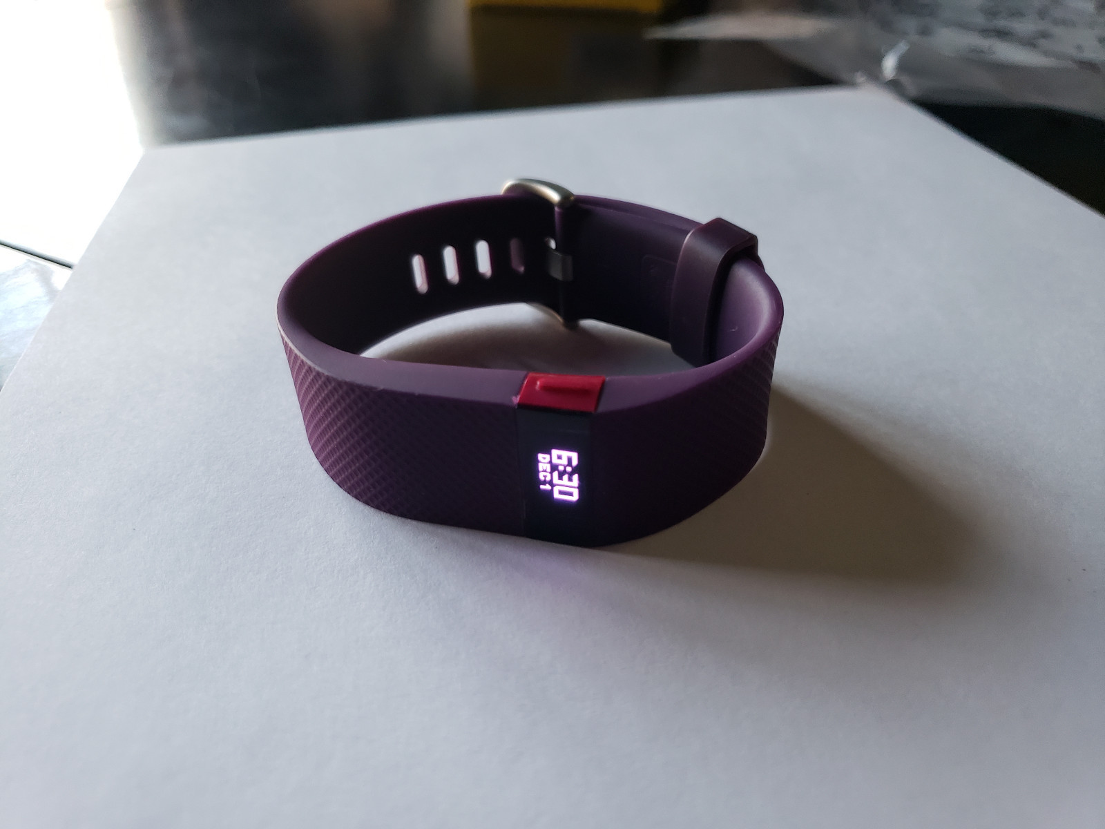 LARGE PLUM Fitbit Charge HR Activity Wristband with Charger & PC Dongle ...