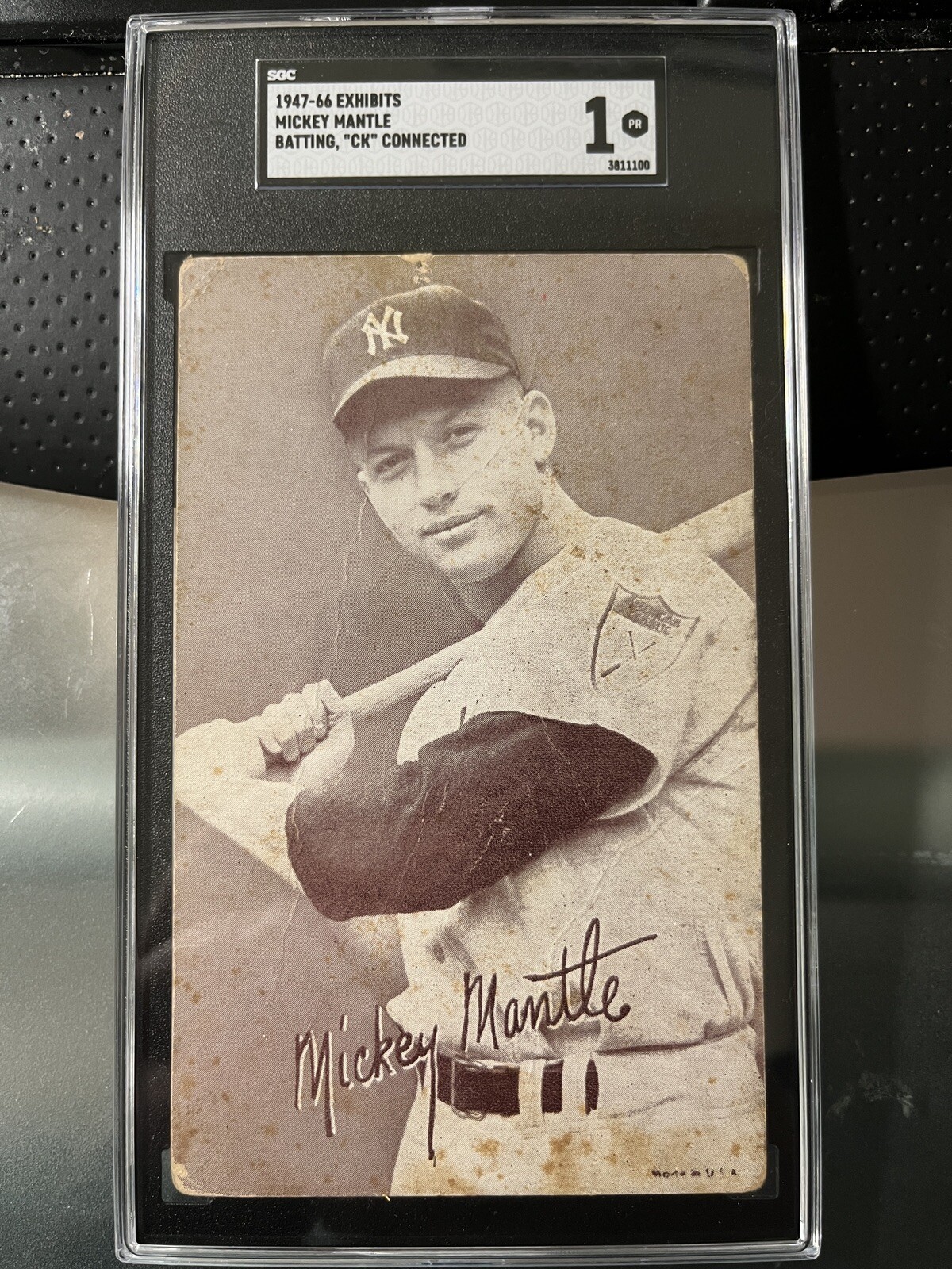 1947-66 Exhibits Batting CK Connected White Outline Mickey Mantle SGC 1 ...
