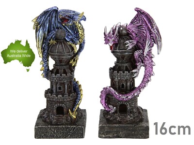 2pcs 16cm Dragon Sit Tower Garden Ornament Statue Figurine Sculpture ...