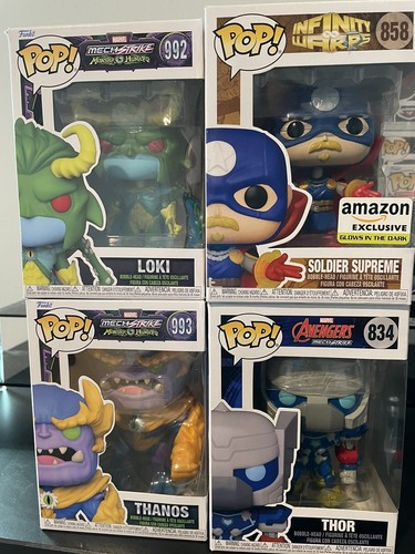 Funko POP! Mech Strike Infinity Warps Lot Of 4 Loki Thanos Thor Soldier ...
