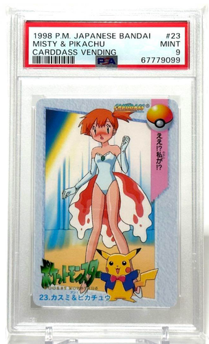 PSA 9 Misty & Pikachu #23 Carddass Bandai 1998 Vending Anime Series ...