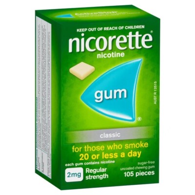 Nicorette 2mg Nicotine Gum ORIGINAL CLASSIC 3 Boxes = 315 Total Pieces ...