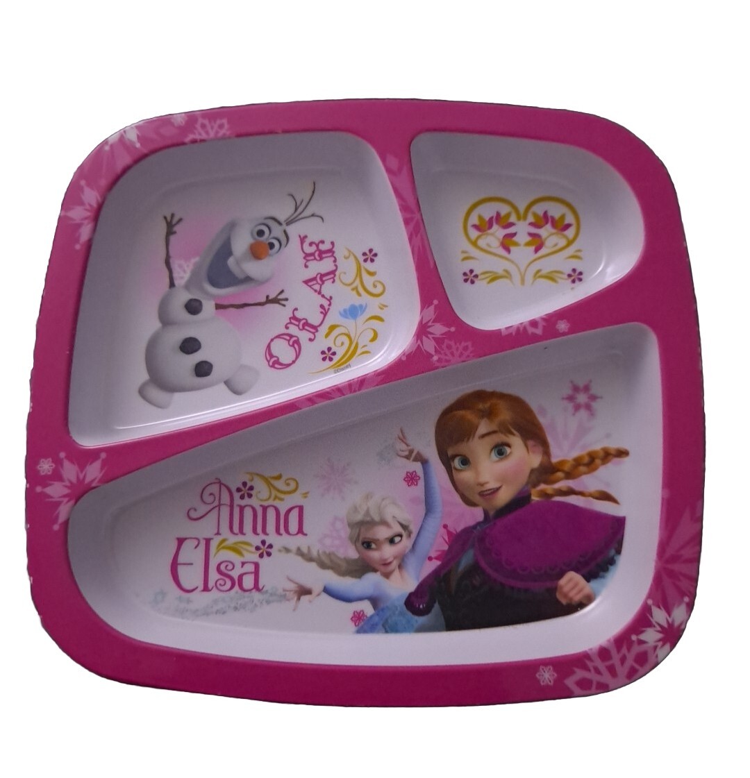 Disney Frozen Mealtime Set 3 pc Divided Plate Bowl Cup Zak Anna Elsa ...
