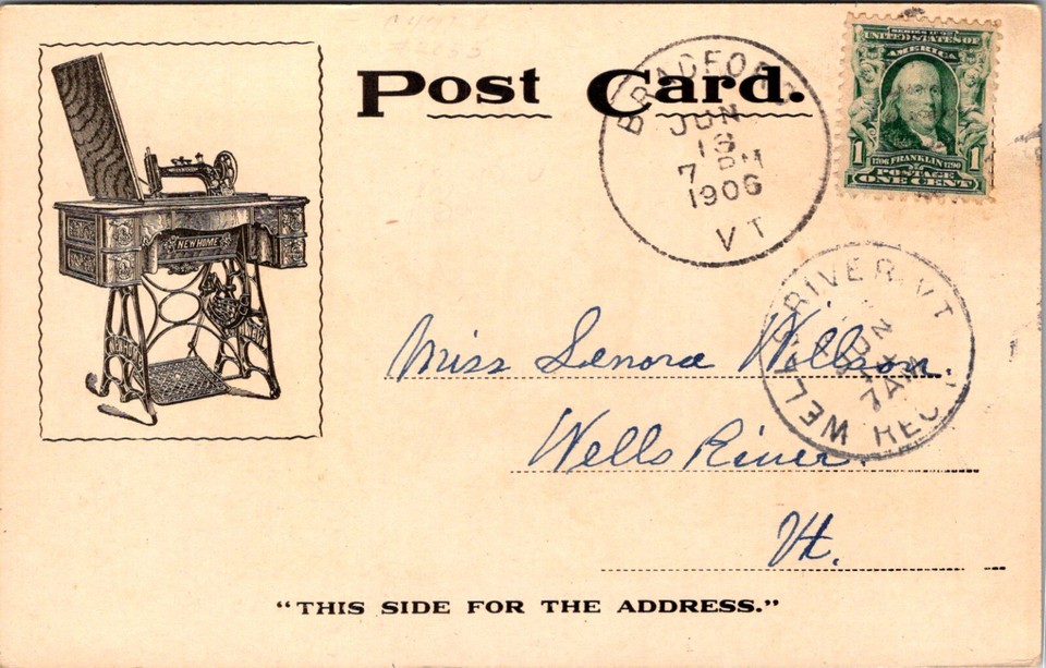 ADVERTISING POSTCARD - NEW HOME SEWING MACHINE - 1906 - GREYHOUND DOG ...