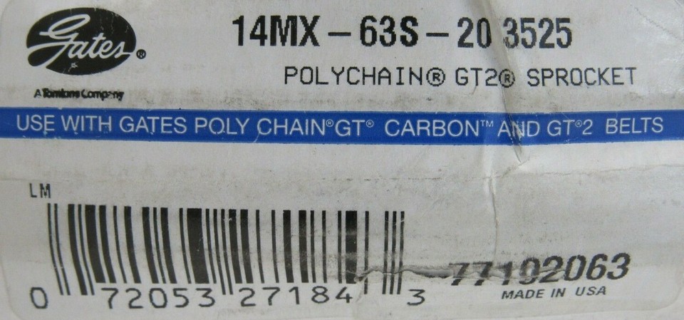 NEW GATES 14MX-63S-203525 POLYCHAIN GT2 SPROCKET 14MX63S203525 77192063 ...