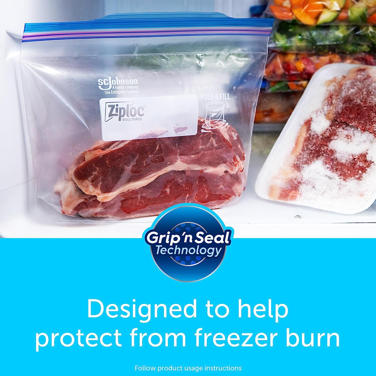 Ziploc Gallon Food Storage Freezer Bags, New Stay Open Design with ...