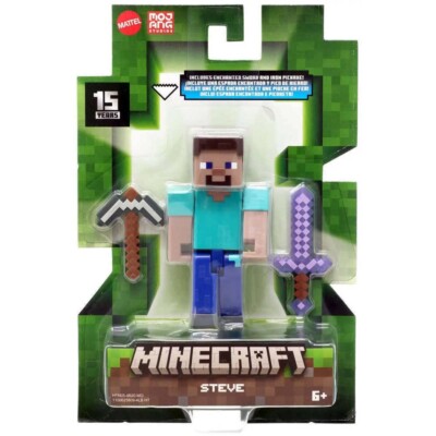 Steve Purple Sword and Pickaxe Minecraft 15th Anniversary Action Figure ...