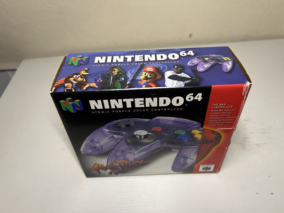 Nintendo 64 Atomic Purple Controller - Complete In Box - Tested/Works ...