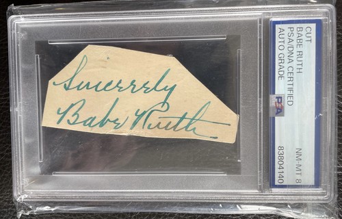 Babe Ruth Signed Cut Autograph Authentic PSA/DNA NM-MT 8 GRADED NY ...