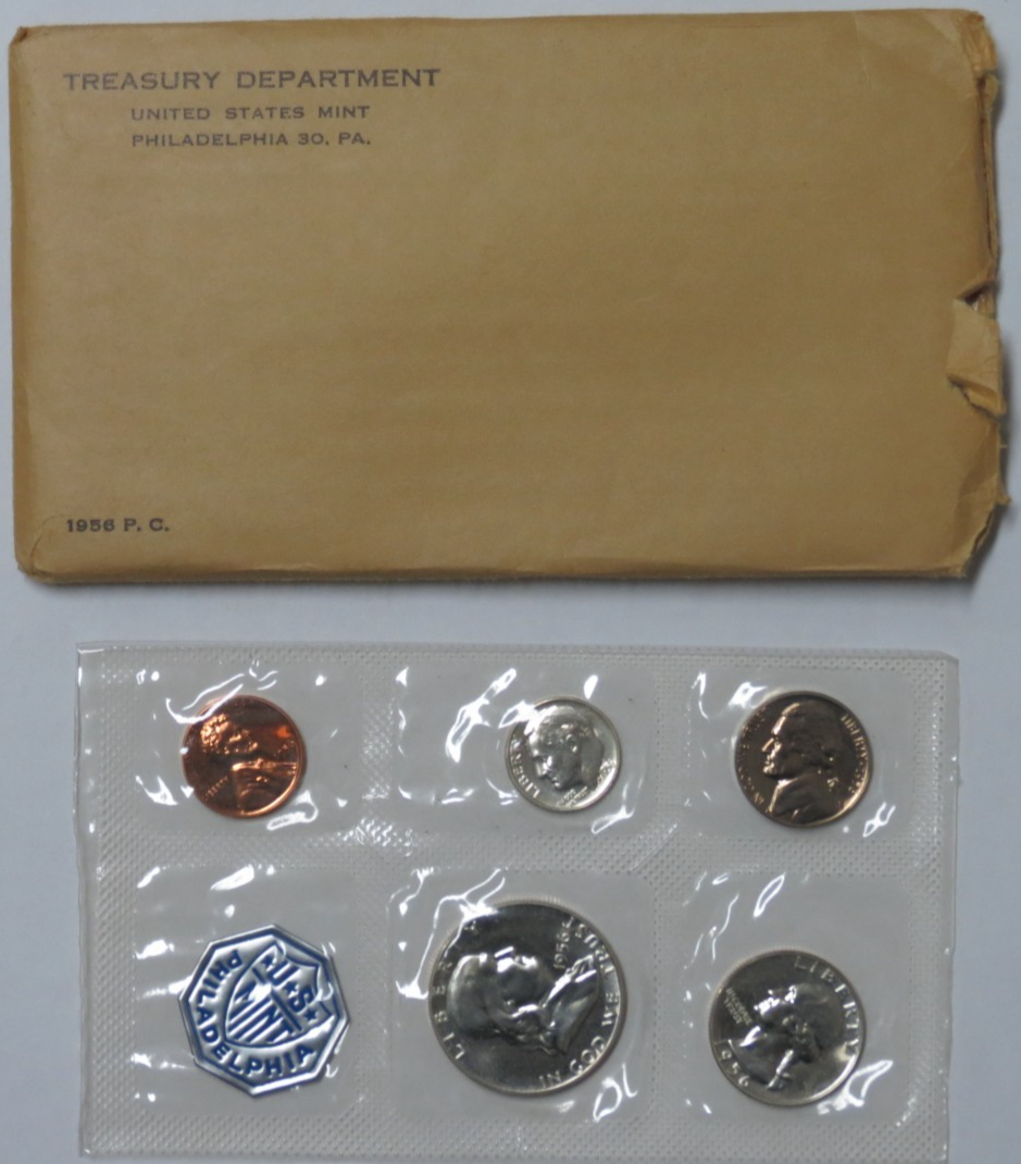 1956 UNITED STATES PROOF COIN SILVER SET ORIGINAL MINT FLAT PACK ...