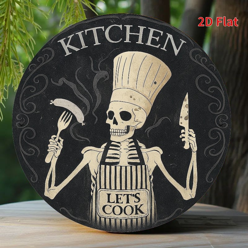 Funny Chef Skeleton Kitchen Decor Let's Cook Tin Metal Signs Poster ...