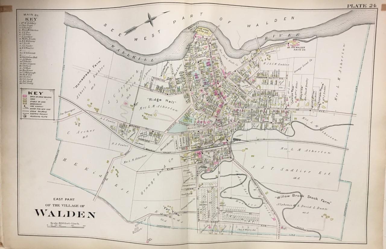 1903 ORANGE COUNTY NY WALDEN WALLKILL RIVER PINE ST TO EAST AV MUELLER ...
