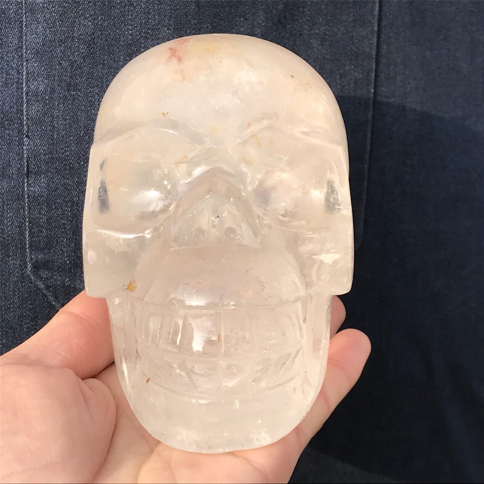 3.56LB Natural Clear Quartz Skull Hand Carved Quartz Crystal Skull ...