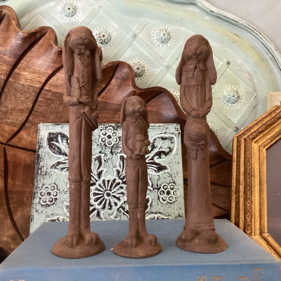 Vintage Bunny Pencil Figurines Bunny Family Ben Franklin Stores Rabbit ...