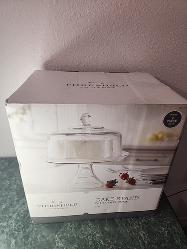 Classic Round Glass Cake Stand Plate with Dome Lid Pedestal Centerpiece ...