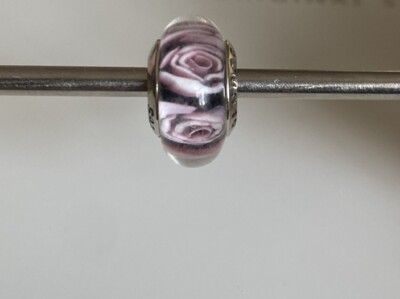 Pandora Black Glass Bead Pink Roses | eBay
