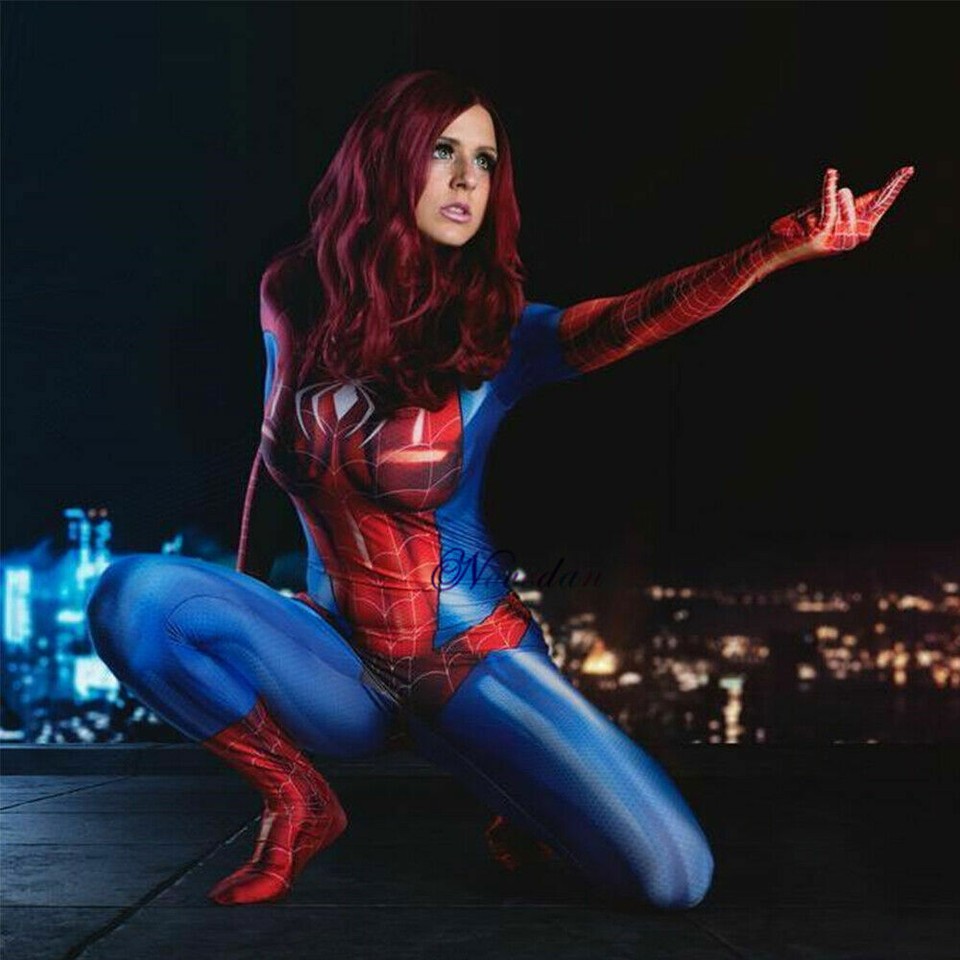 Spider-Woman Jumpsuit Cosplay Costume Spiderman Tights bodysuit Dress ...