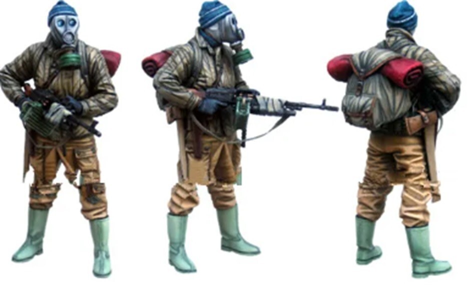 1/35 Resin Figure Model Kit Post Apocalypse Biochemical Survivor Gunner ...