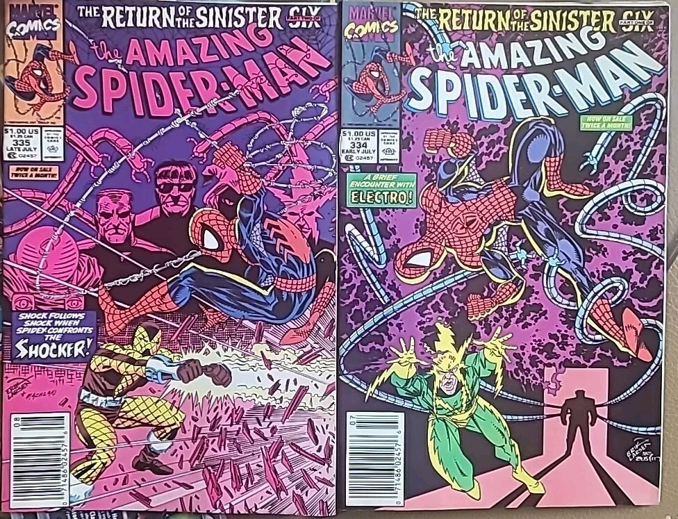 Amazing Spider-Man #334 & #335 • Marvel •1990 •Electro Doc, Sandman ...