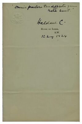 "1st Viscount" Richard Haldane Hand Signed Note Dated 1924 | eBay
