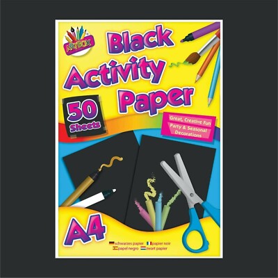 A4 Black Paper 50 Sheets Art Craft Activity Paper Sheets Home Office ...