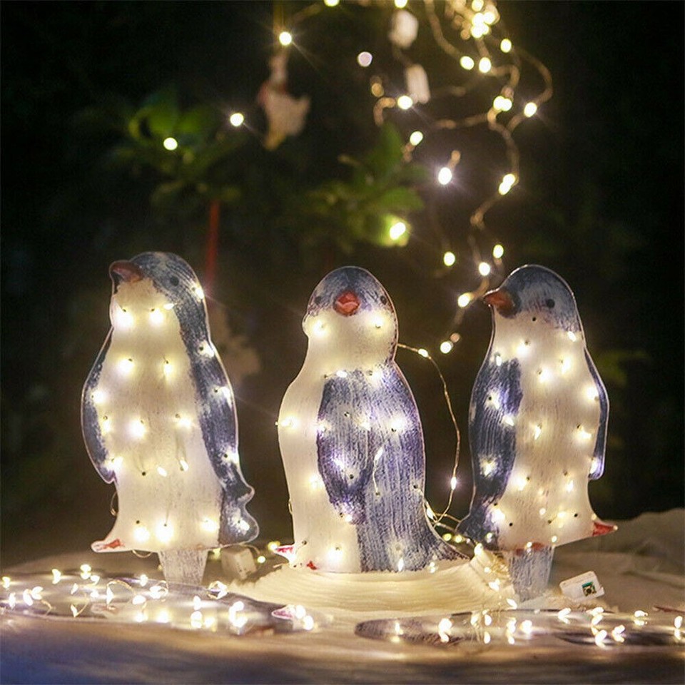 Outdoor LED Christmas Yard Decorations Light Up Penguins Garden ...