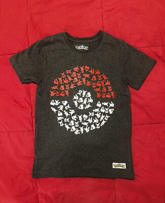 NEW Pokemon Pokeball T-shirt Boys Size 8 Gray Graphic Official Pikachu ...