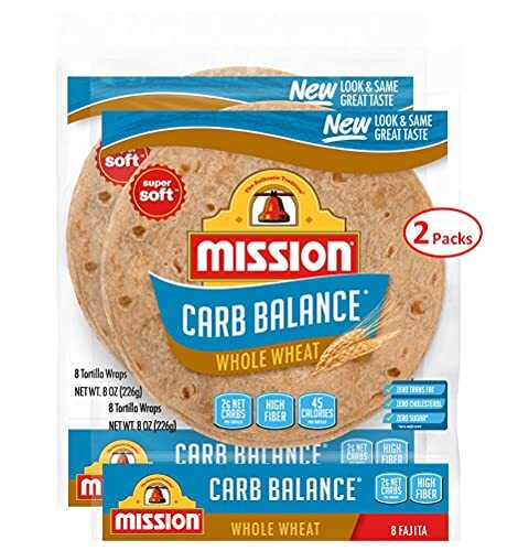 Tortilla Mission Carb Balance Fajita Whole Wheat Low Carb Keto 8 Ounce ...
