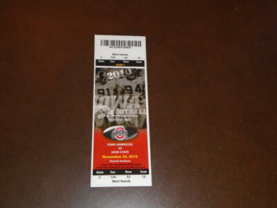 2010 OHIO STATE AT IOWA HAWKEYES COLLEGE FOOTBALL FULL TICKET NEAR MINT ...