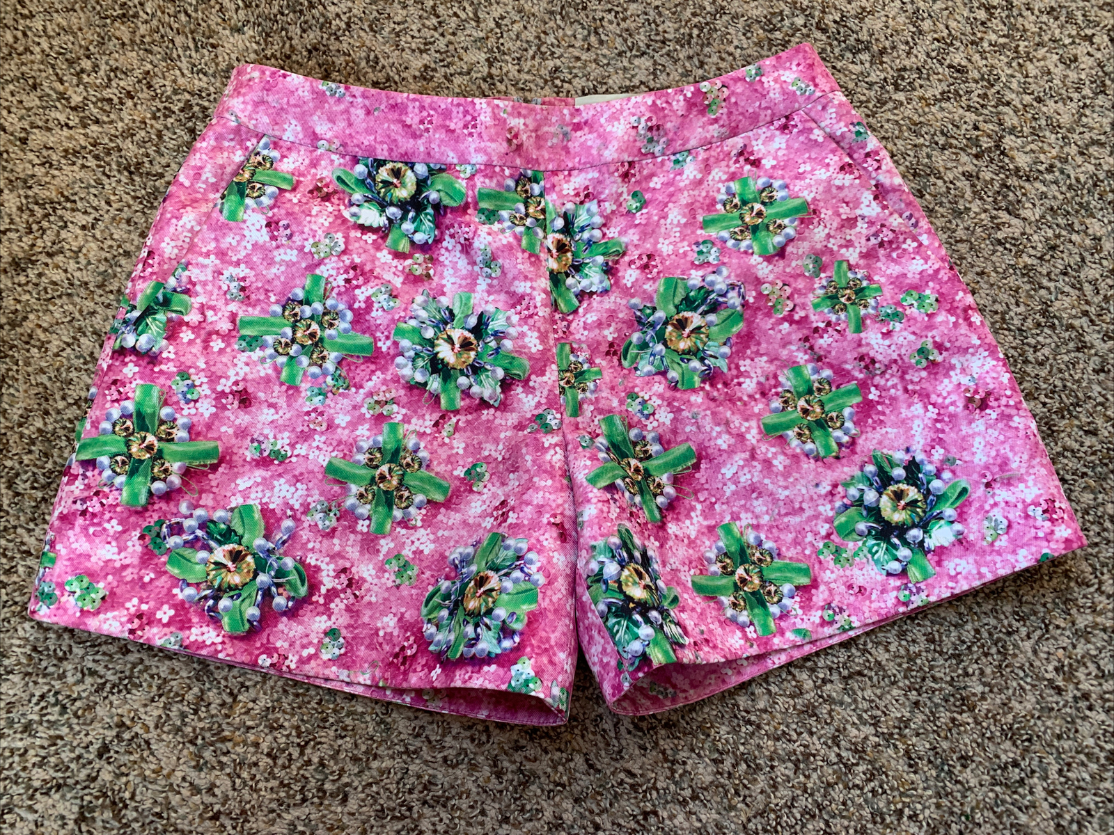 Mary Katrantzou Luxury Flowers Shorts Rare Made In UK Size 10 Pink ...