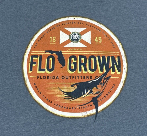Florida Grown T Shirt Mens Large Blue Short Sleeve Marlin Fishing | eBay