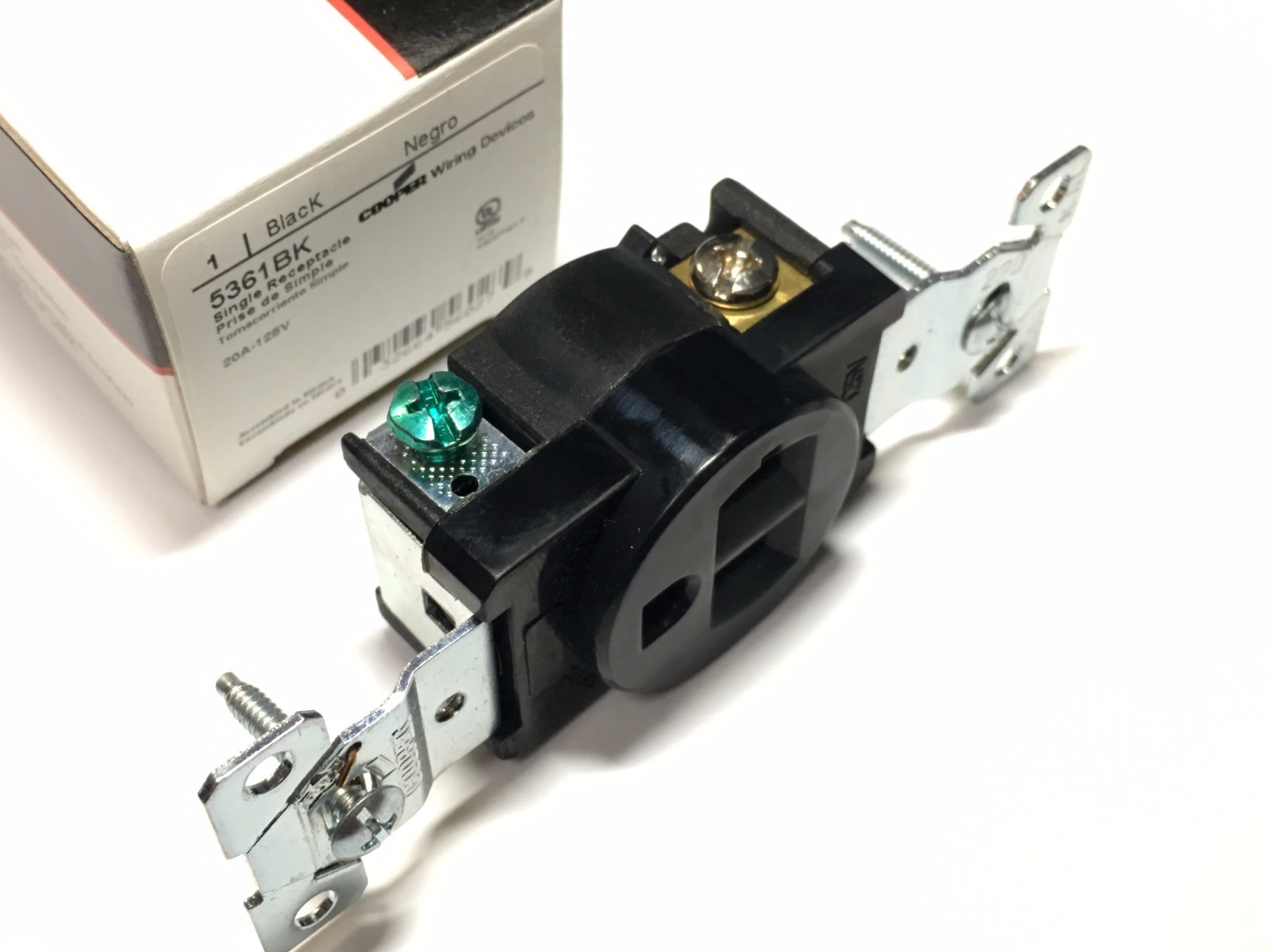 1pcs - COOPER 5361BK industrial Single Receptacle 20A-125V NEMA 5-20R ...